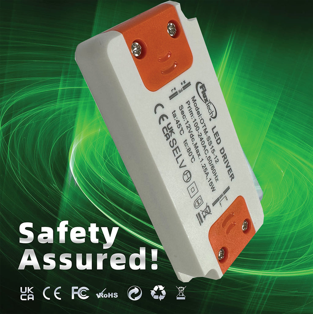 FluxTech - 12V DC Ultra Slim LED Driver 15W 1.25A - Ultra Slim Constan ...
