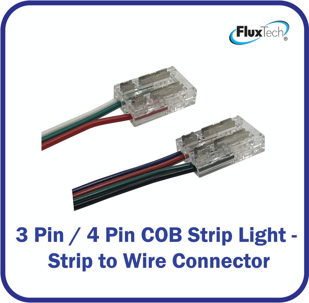 FluxTech - 3 / 4 -Pin CCT / RGB COB LED Strip to Wire Connector for 10 ...